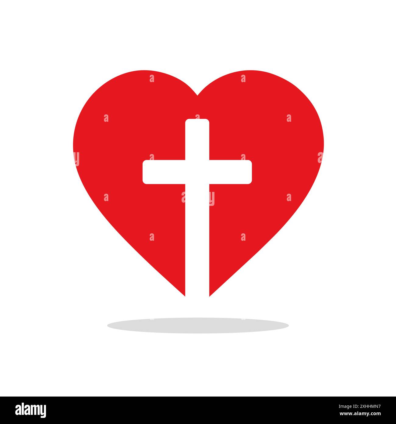 Heart icon. Red heart containing a white cross, symbolizing the ...