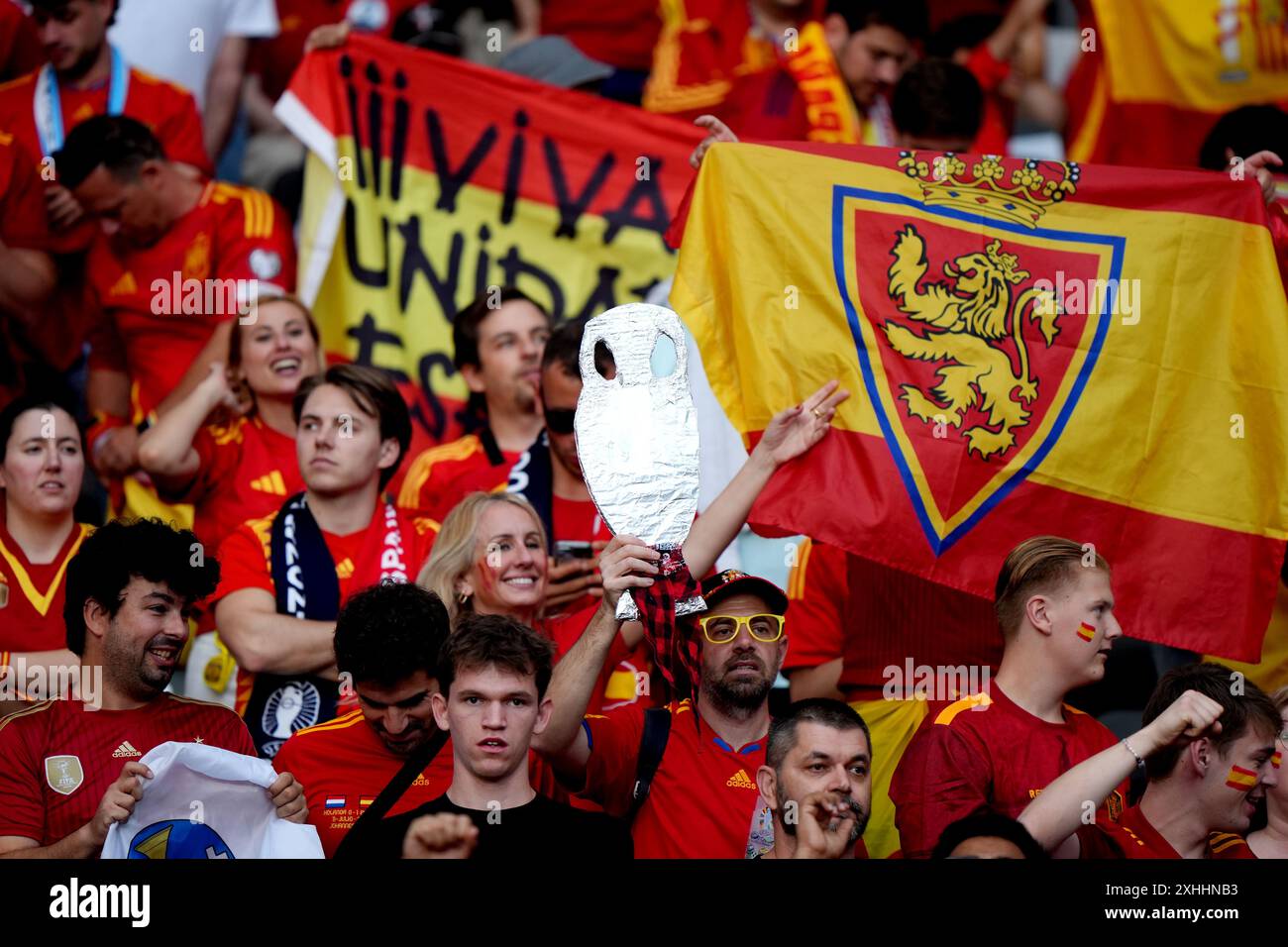 Spain fans in the stadium ahead of the UEFA Euro 2024 final match at ...