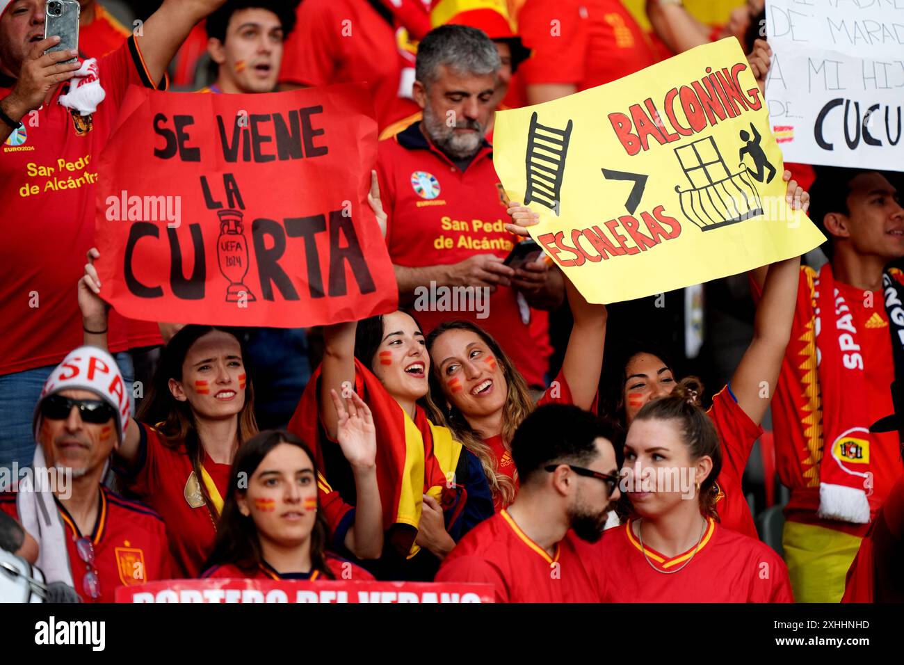 Spain fans in the stadium ahead of the UEFA Euro 2024 final match at ...