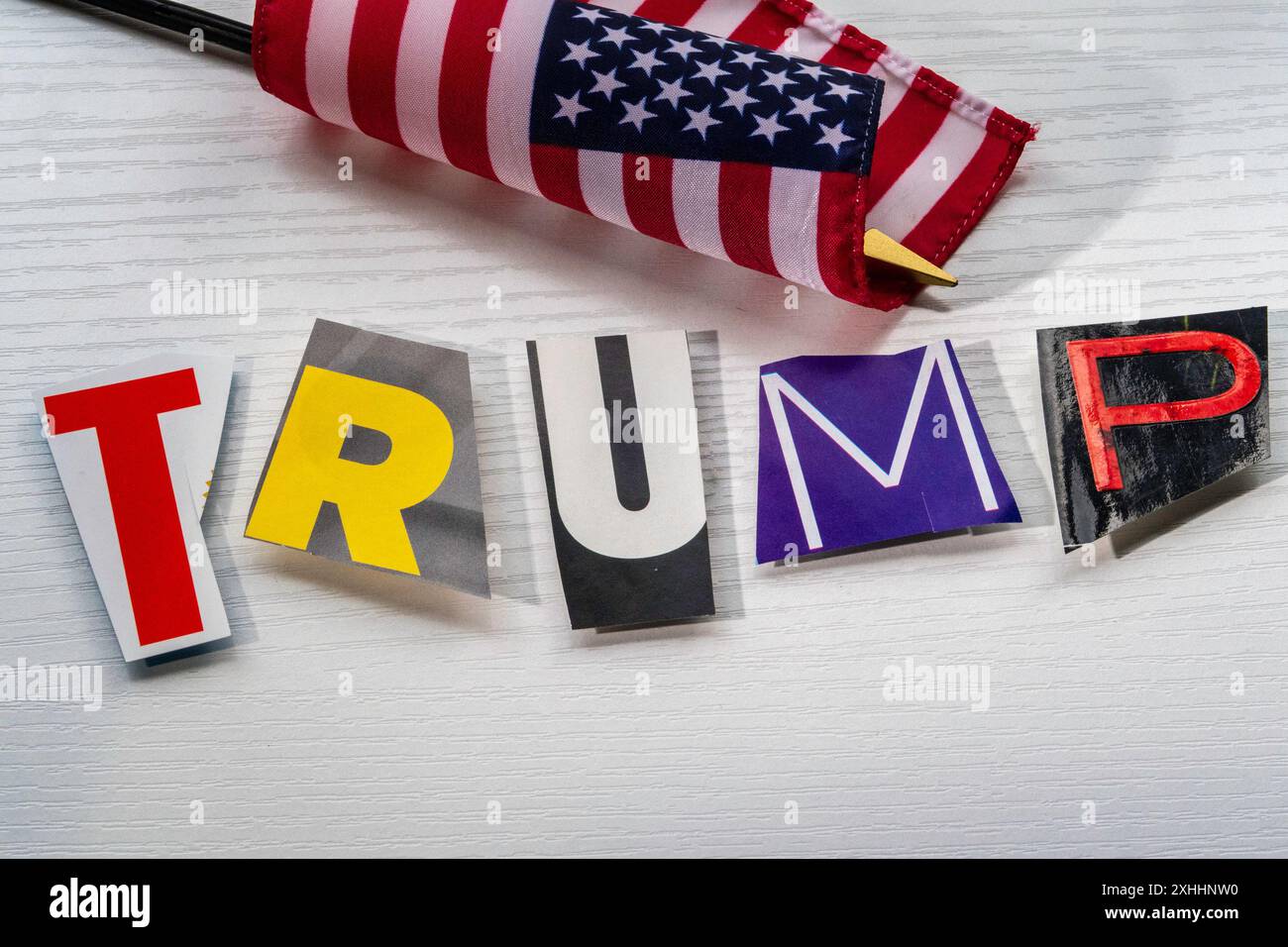 The Word "Trump" using cut-out paper letters in the ransom note effect ...