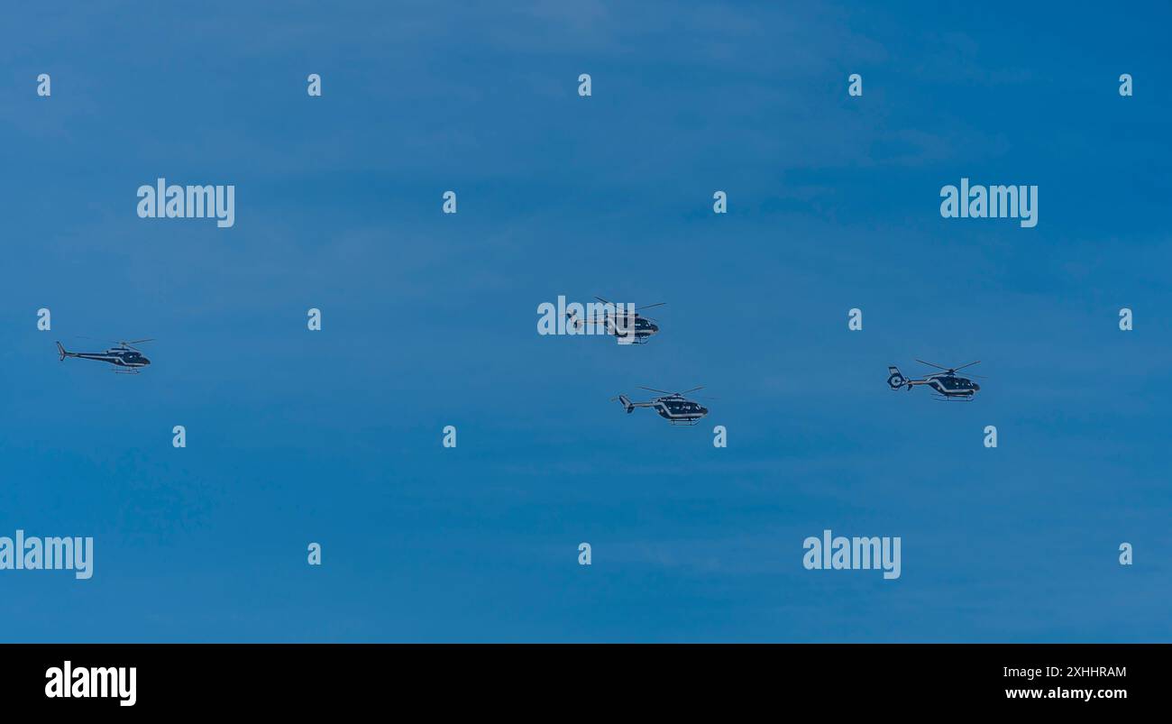 Paris, France - 07 14 2024: Air show of July 14. Military planes flying ...