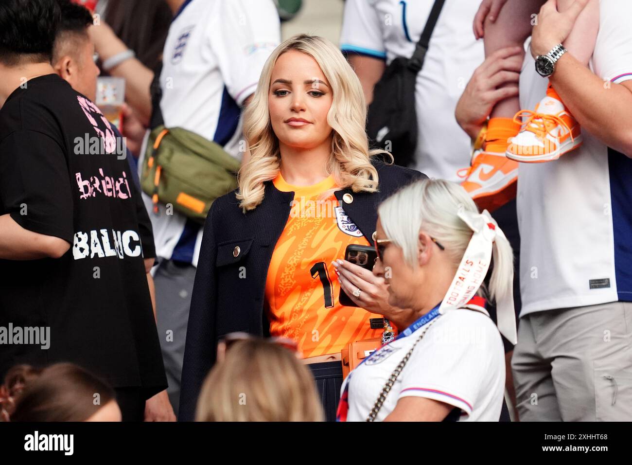 Megan Davison, partner over England's Jordan Pickford can be seen ...