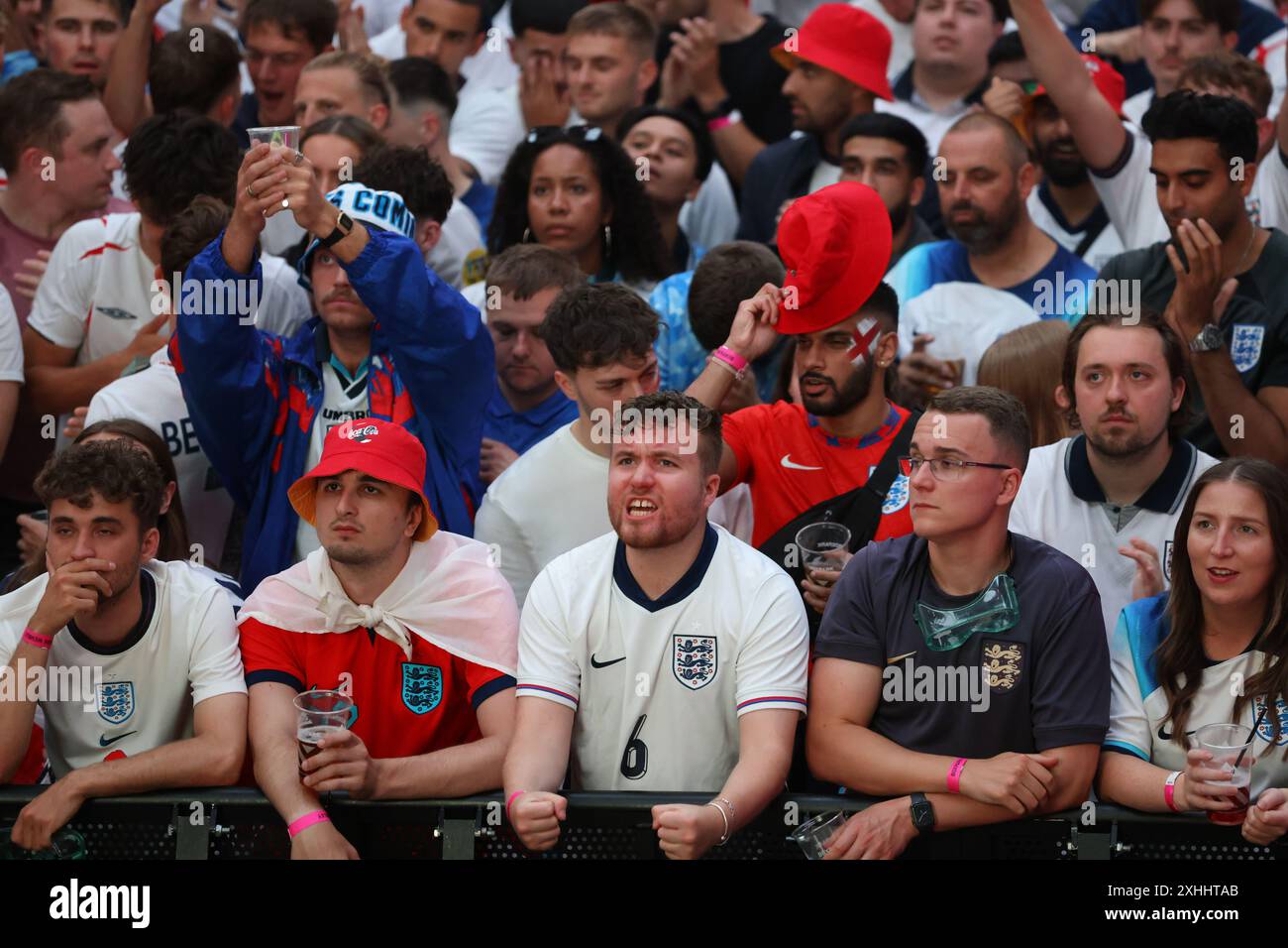 England fans at BOXPark Wembley in London during a screening of the ...