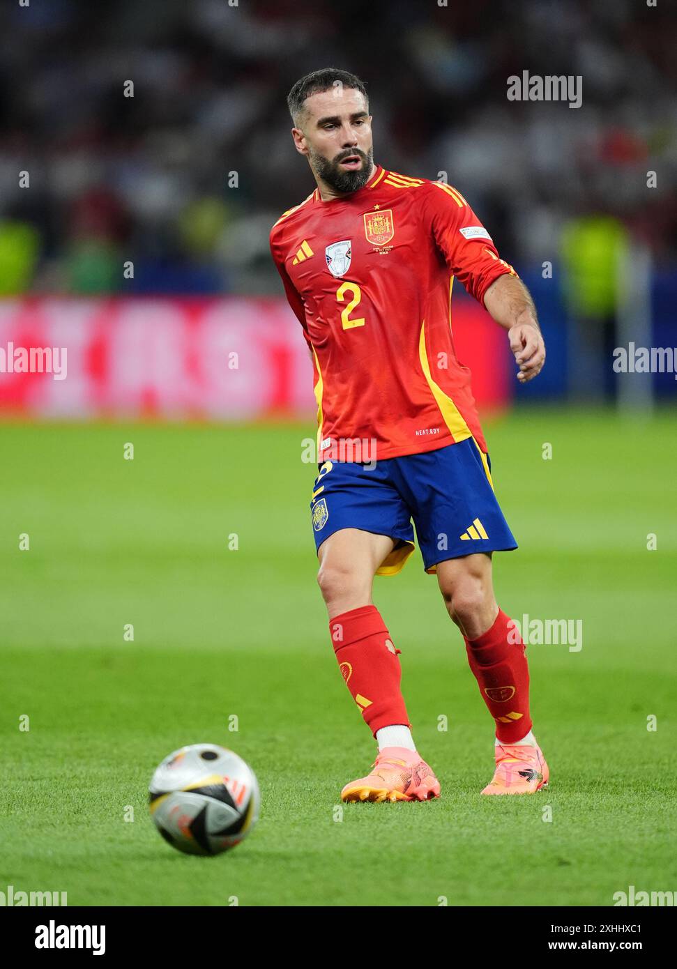 Spain's Dani Carvajal in action during the UEFA Euro 2024 final match ...