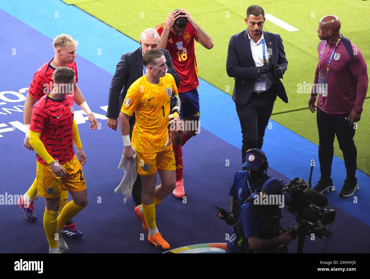 Spain's Rodri (centre) reacts at half-time during the UEFA Euro 2024 ...