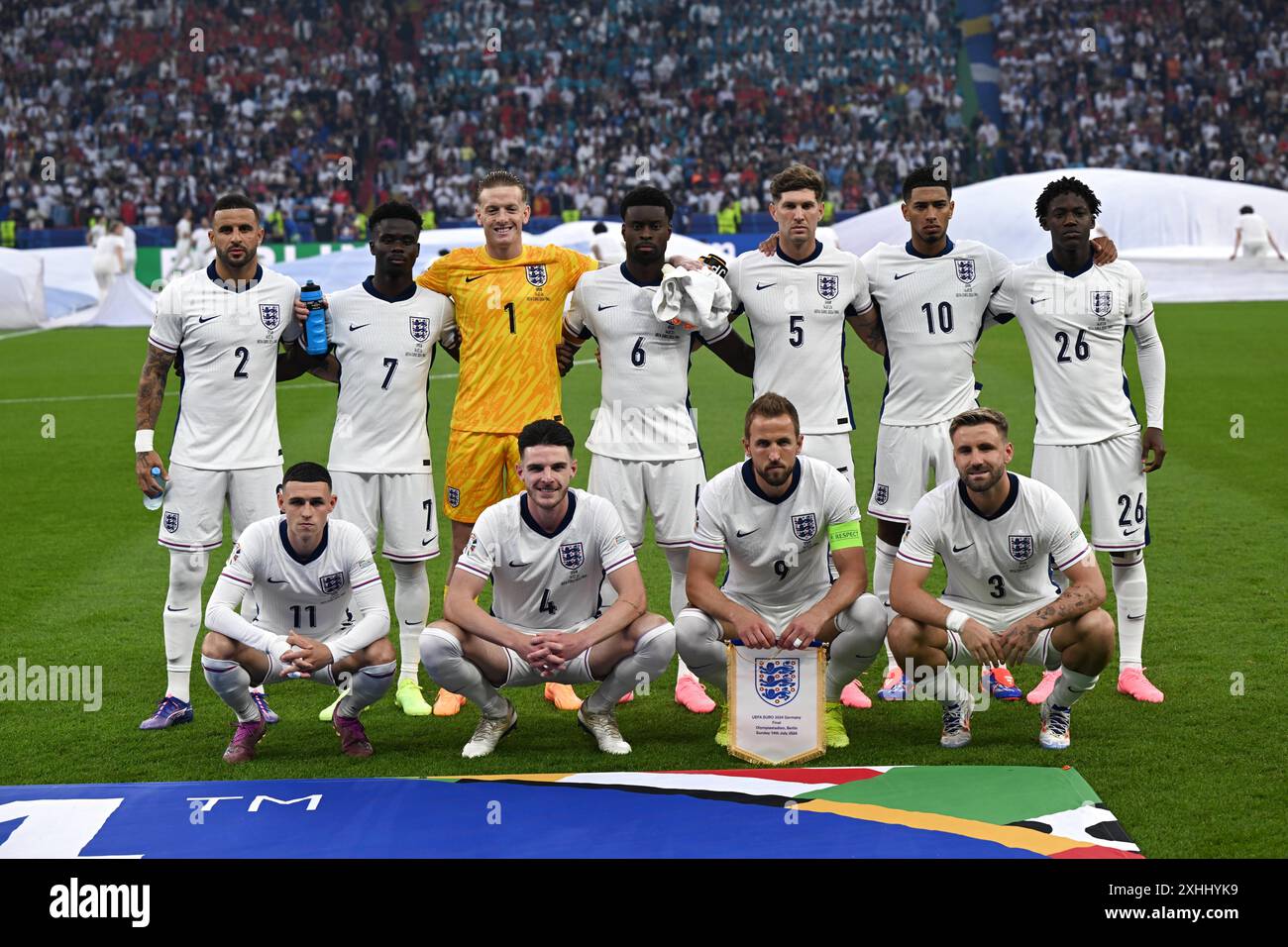 Berlin, Germany. 14th July, 2024. Starting players of England line up ...