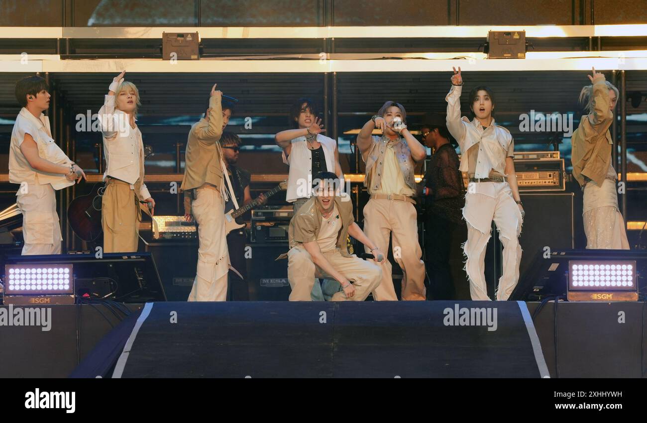 EDITORIAL USE ONLY Stray Kids performing on stage at BST Hyde Park in ...