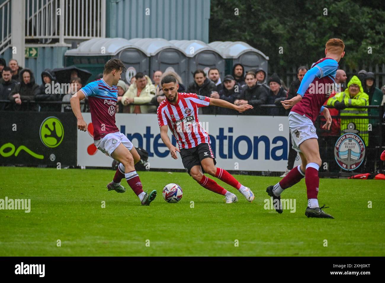 Sunderland AFC's Adil Aouchiche in action against South Shields FC ...