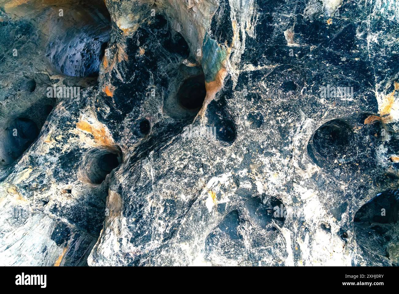 Geological structures and formations of limestone in cave of skulls ...