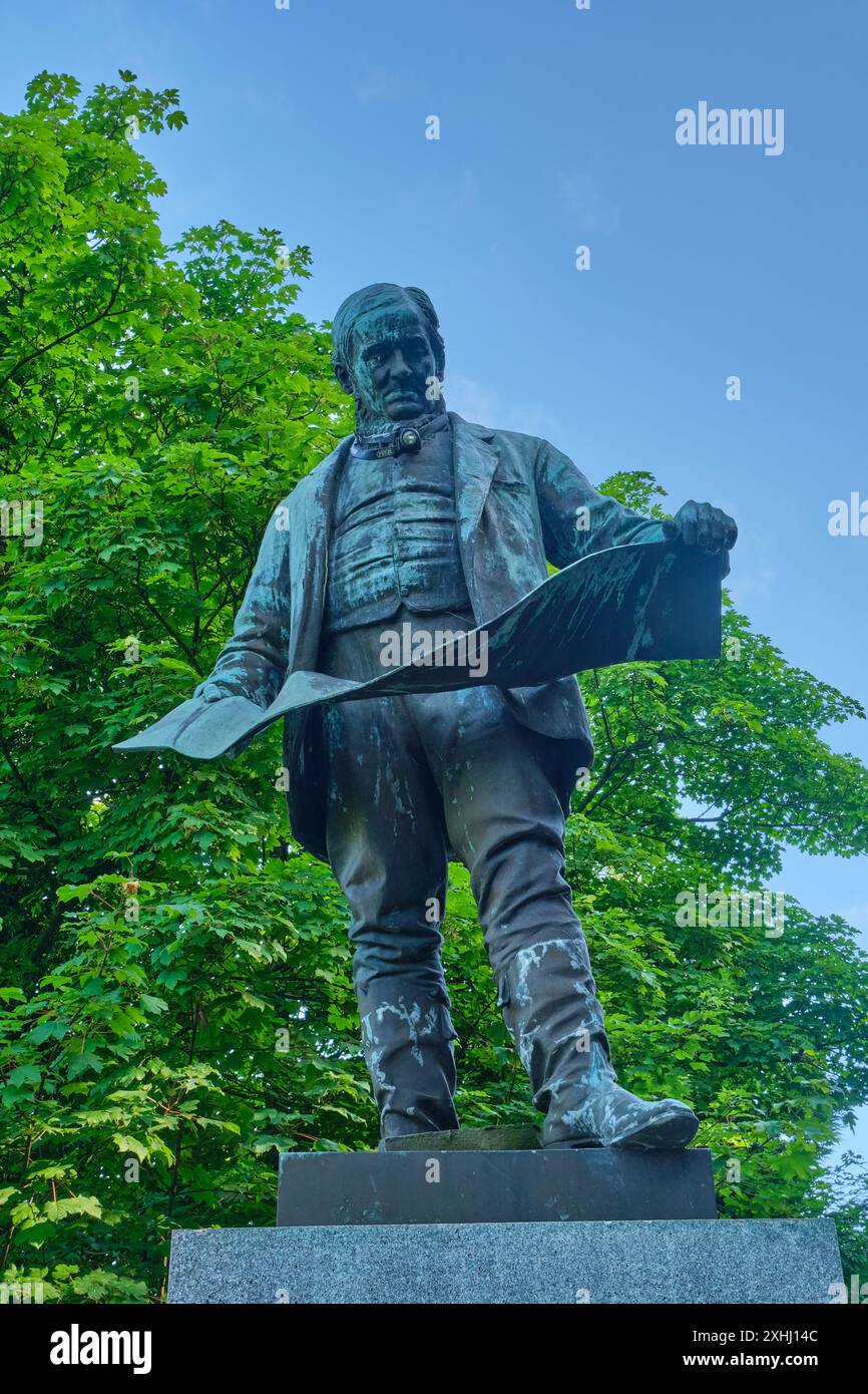 Statue to David Davies, founder of Barry Docks, at Llandinam, near ...