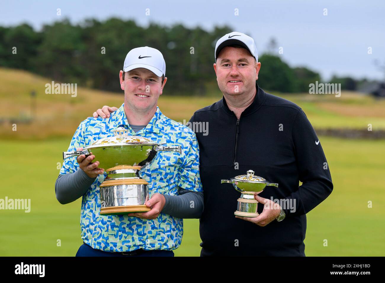 Robert MacIntyre and his caddie Michael Burrow after he wins the ...