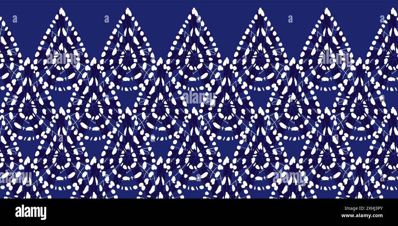 Vector blue shibori monochrome compact tear drops horizontal border ...