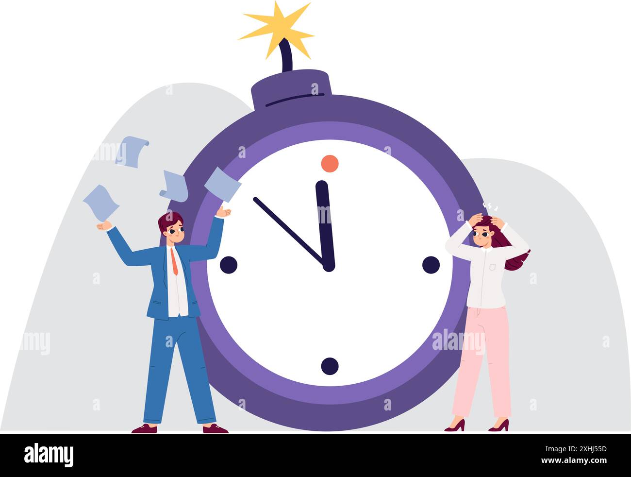 Project deadline. Time management, two office managers or business ...