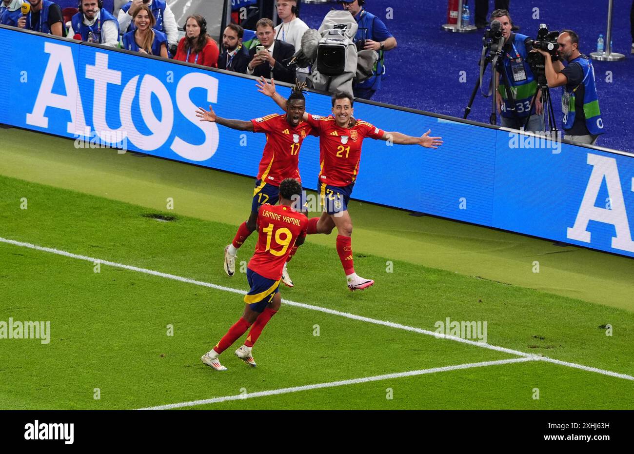 Spain's Mikel Oyarzabal celebrates scoring their side's second goal of ...