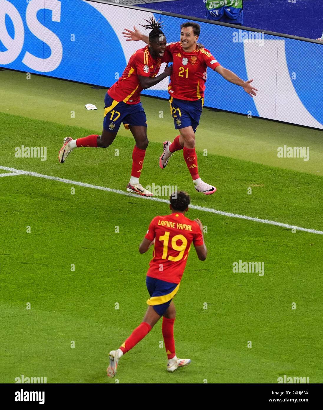 Spain's Mikel Oyarzabal celebrates scoring their side's second goal of ...