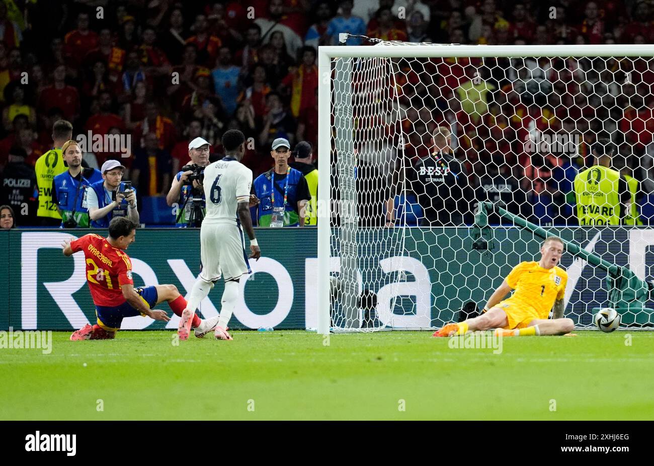 Spain's Mikel Oyarzabal scores their side's second goal of the game ...