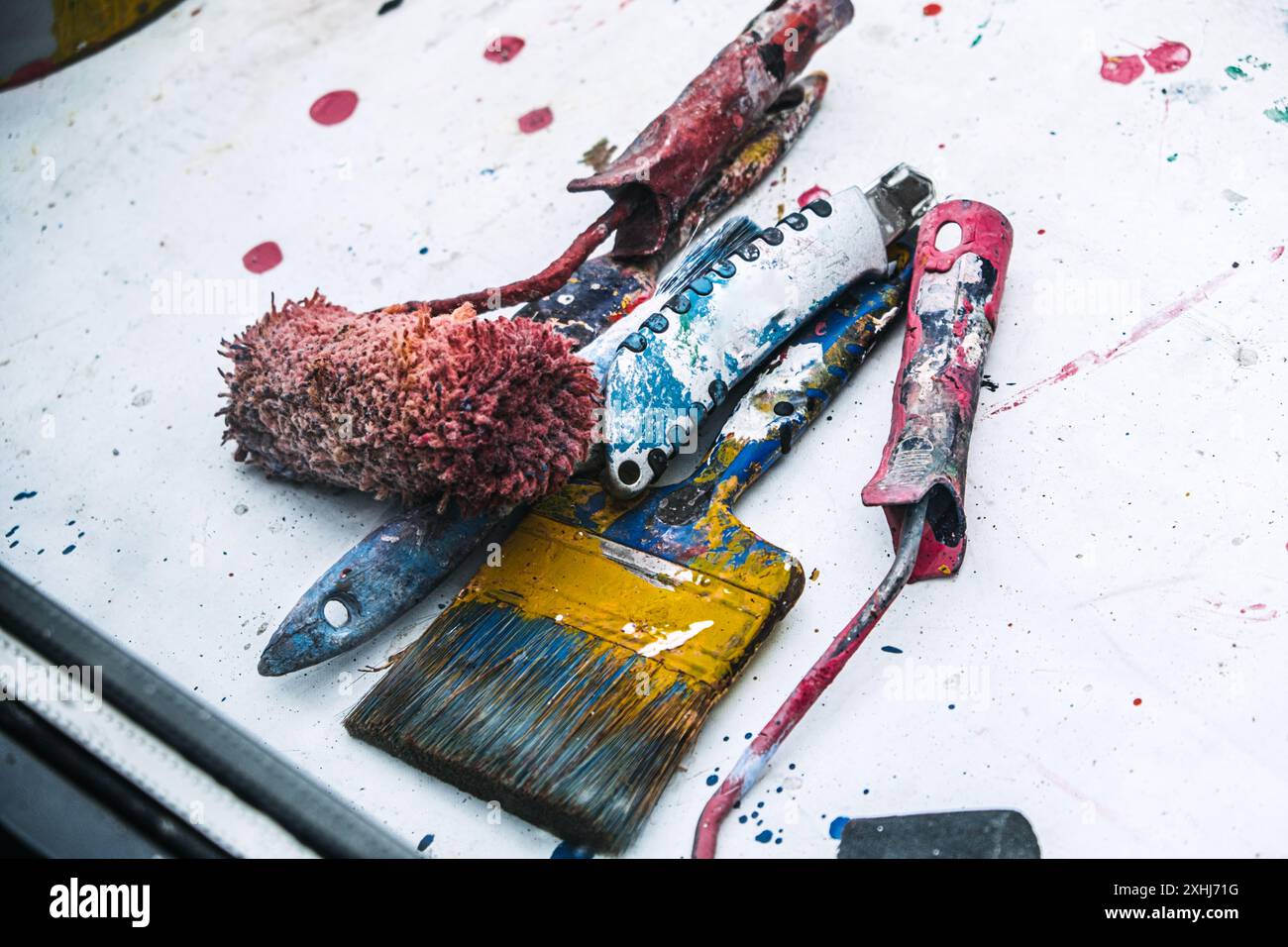 Assorted Paint Tools for Mural Creation Stock Photo - Alamy