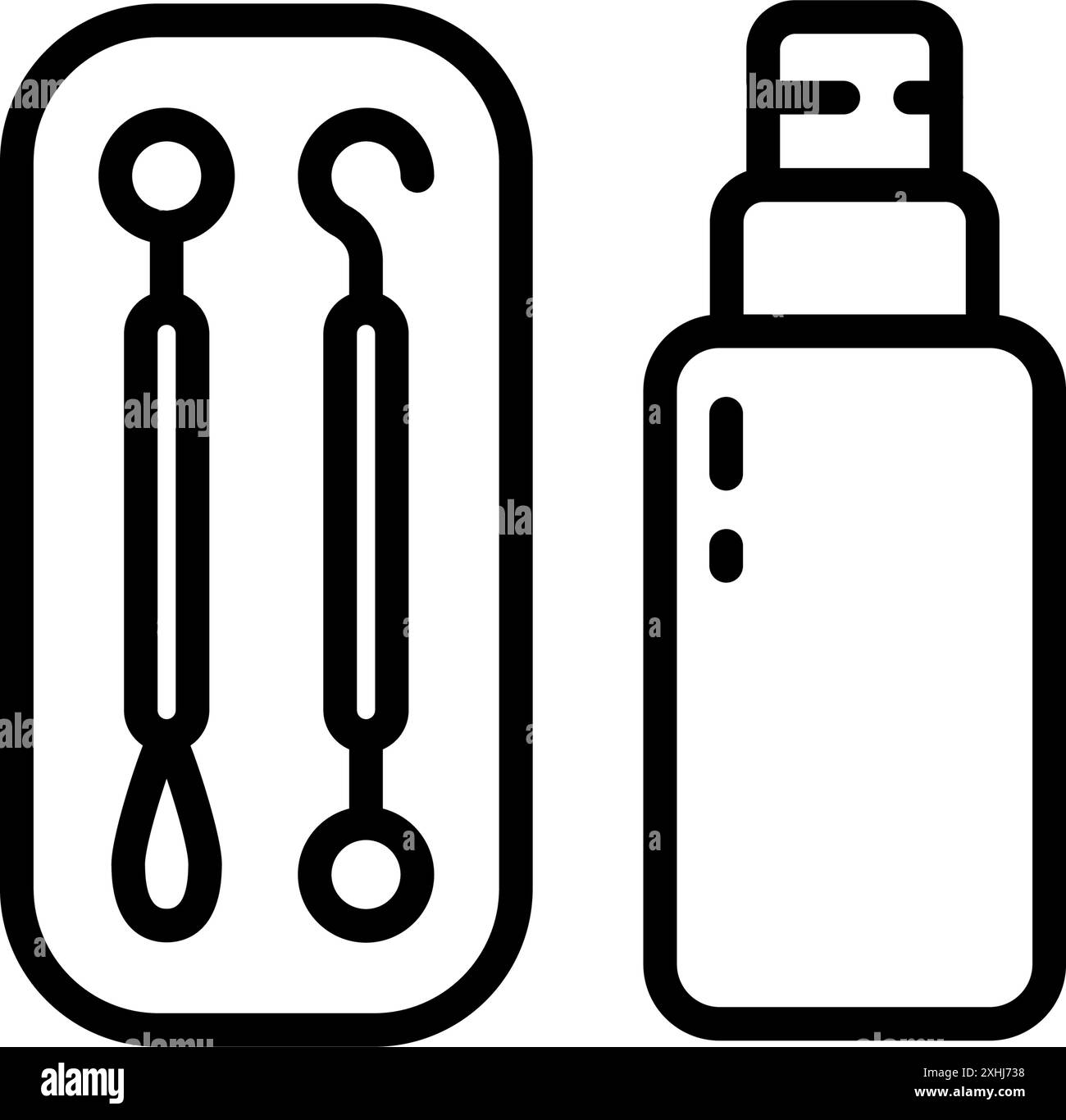 Face skin cleaning tools outline icon set. Problem face care and beauty ...