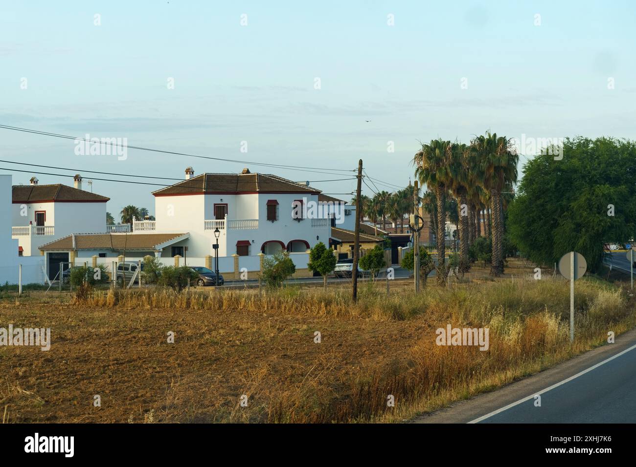 Huevar del Aljarafe, Seville, Spain - June 2, 2023: Whitewashed houses ...