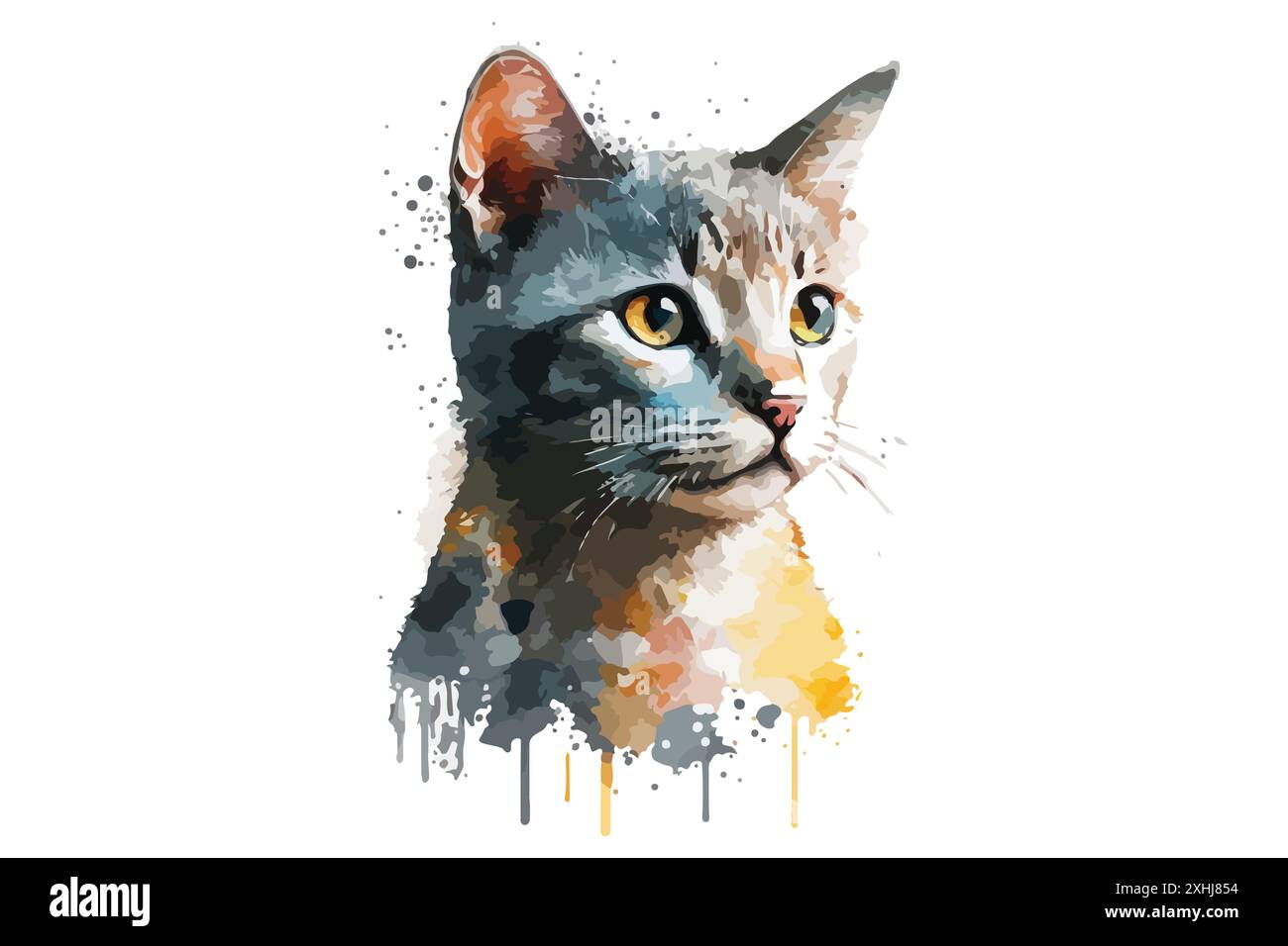Cat Watercolor vector illustration Stock Vector Image & Art - Alamy
