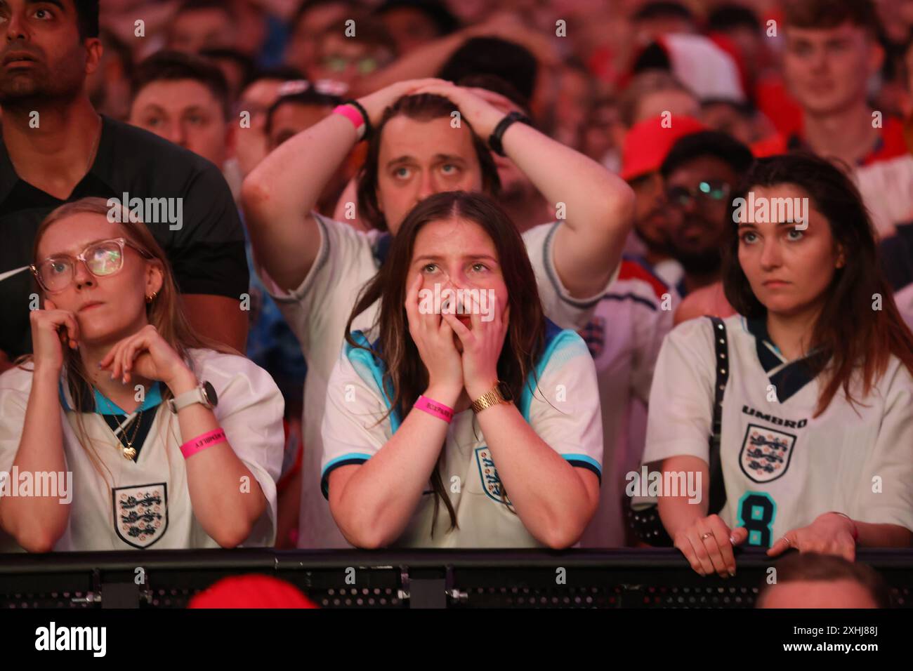 Disappointed England fans after the end of the game at BOXPark Wembley ...