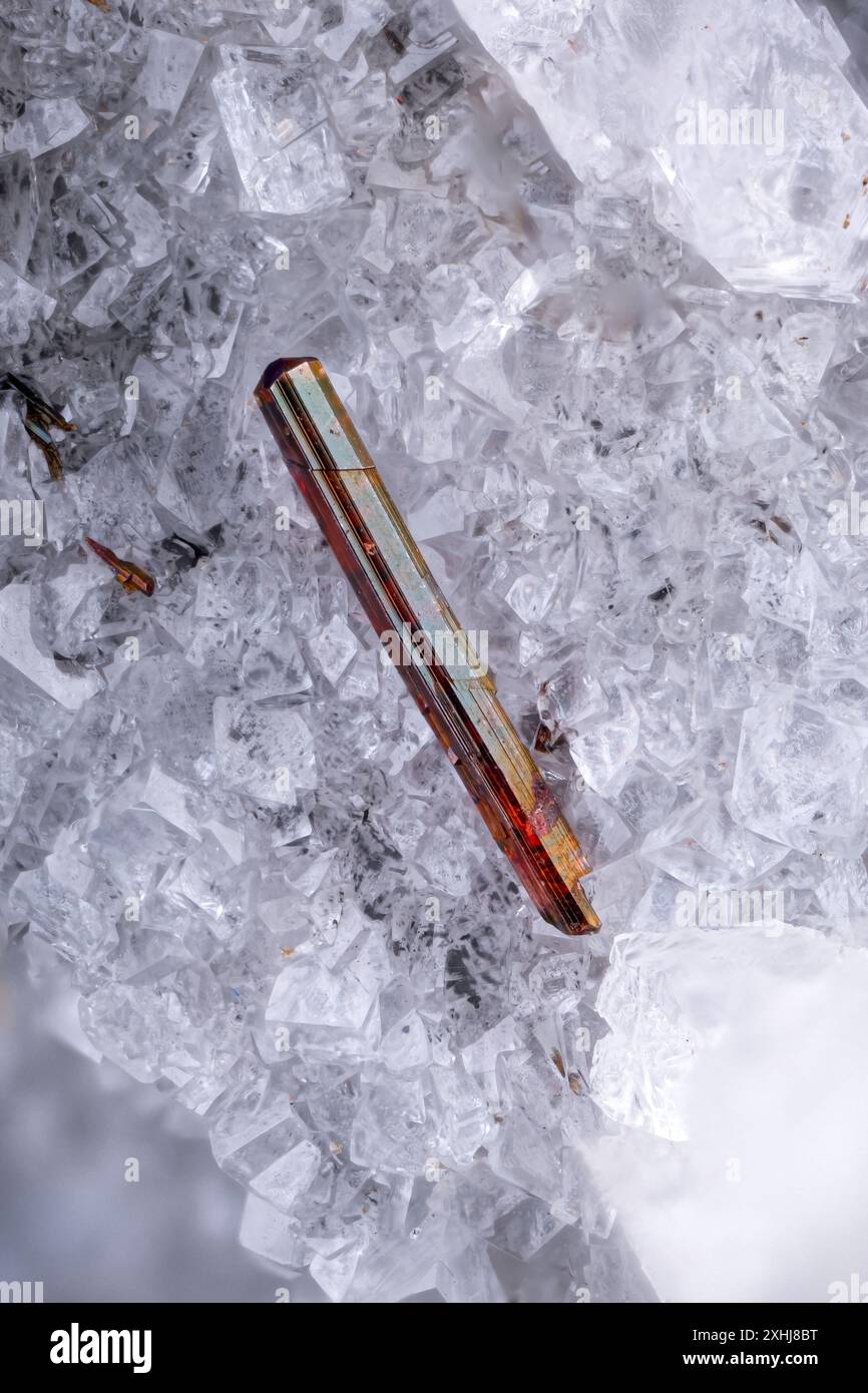 Rutile on dolomite. Micro photography extreme close-up. Specimen from ...