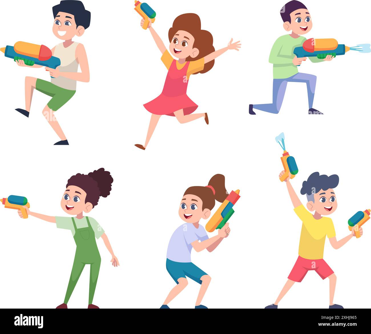 Water games. Kids playing summer water games fighting with toys water ...