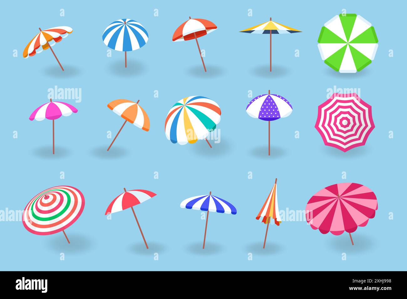 Beach umbrella. Sun protection summer umbrellas different designs ...