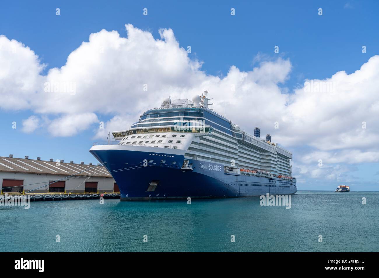 The Celebrity Solstice cruise ship docked in port in Honolulu, Oahu ...