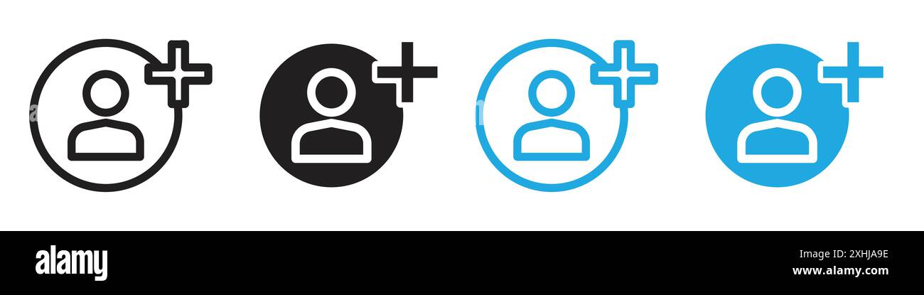 Add a new user icon Black line art vector in black and white outline ...