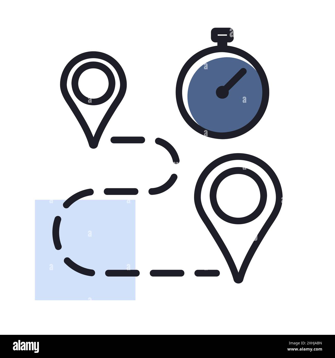 Stopwatch and route destination vector icon. Graph symbol for fitness ...