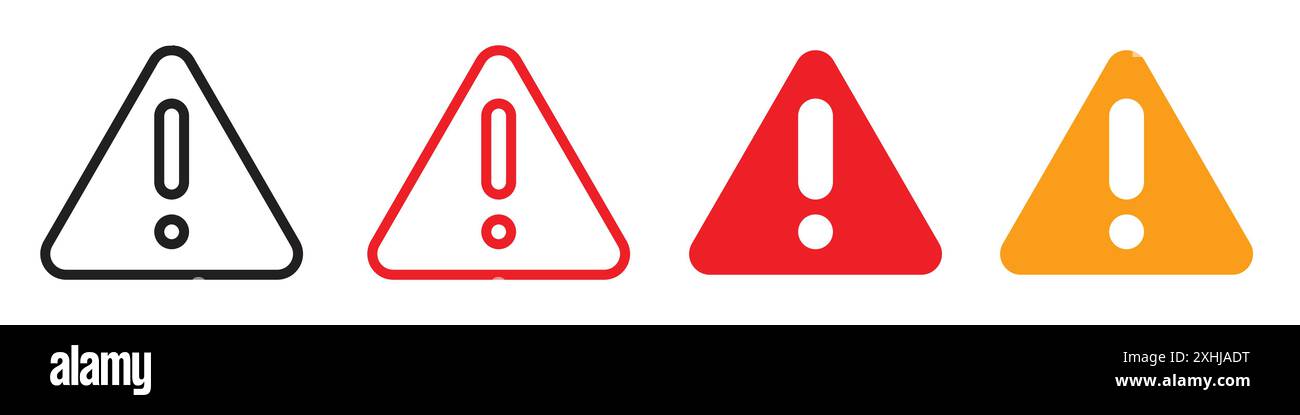 Attention icon Black line art vector in black and white outline set ...