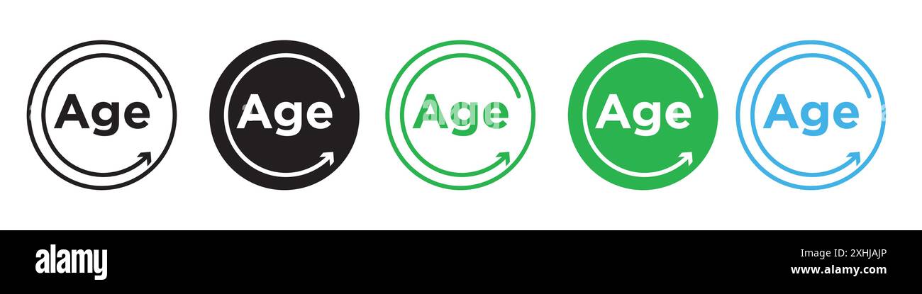 Age icon Black line art vector in black and white outline set ...