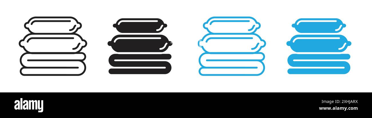 Bed linen set with pillows icon Black line art vector in black and ...