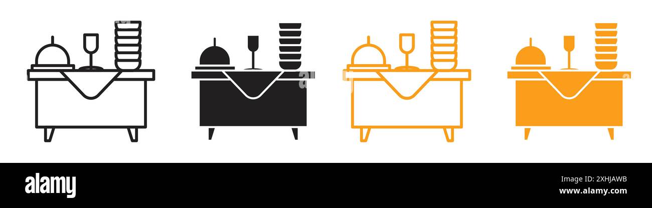 Catering buffet icon Black line art vector in black and white outline ...
