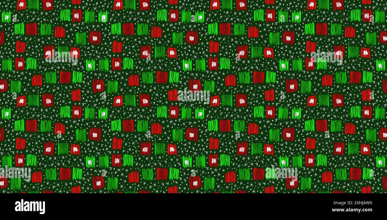 Modern christmas foliage fir branch border in traditional red green ...