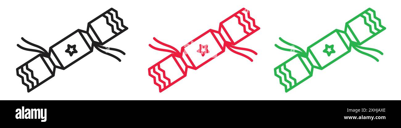 Christmas cracker icon Black line art vector in black and white outline ...