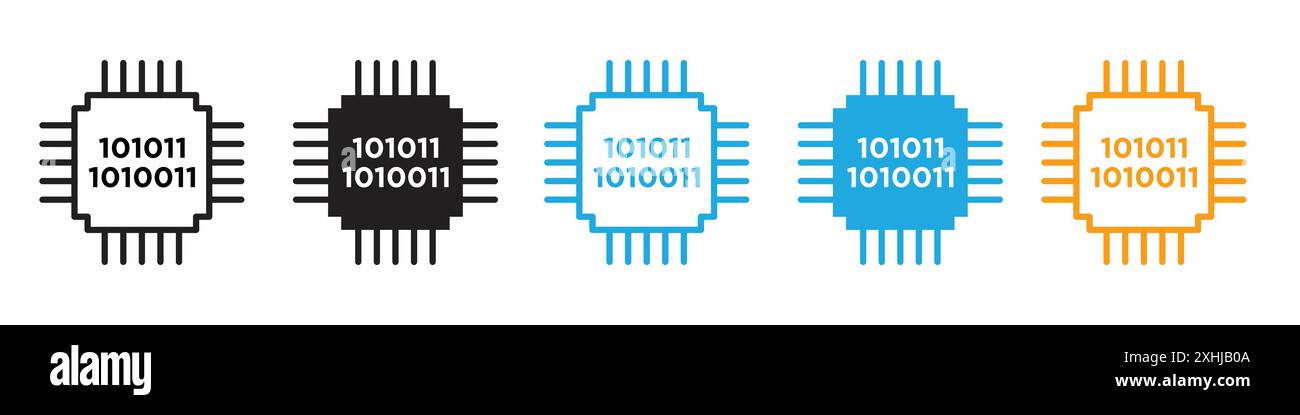 Computation icon Black line art vector in black and white outline set ...