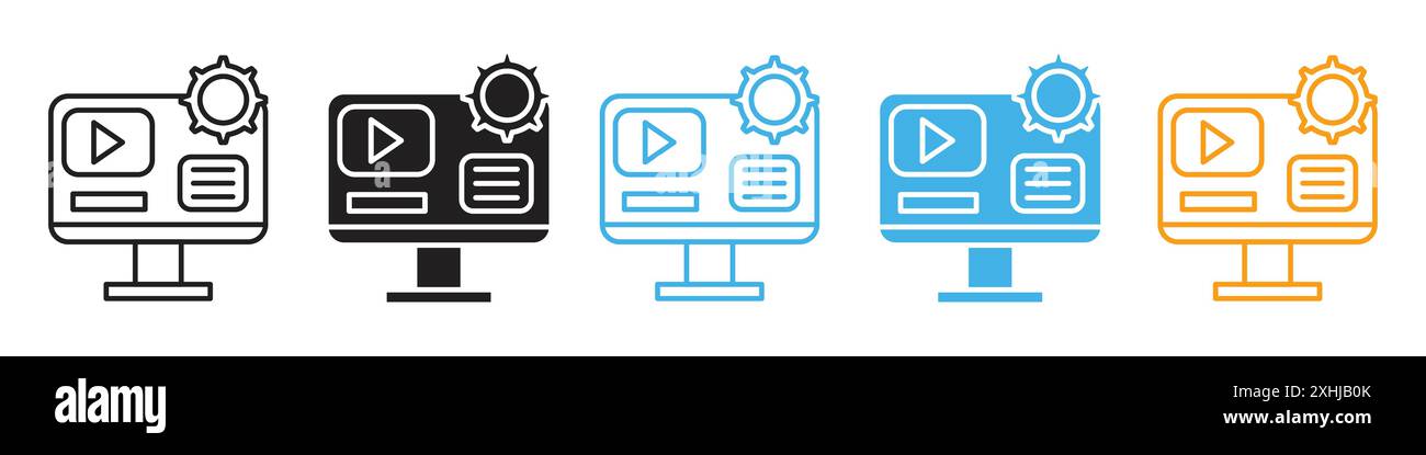 Content management icon Black line art vector in black and white ...