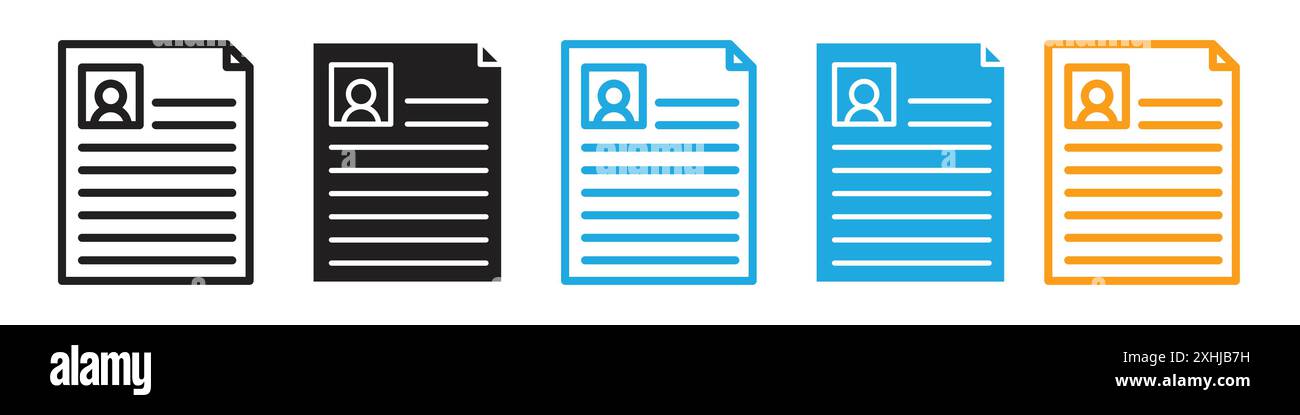 Curriculum vitae sign Black line art vector in black and white outline ...