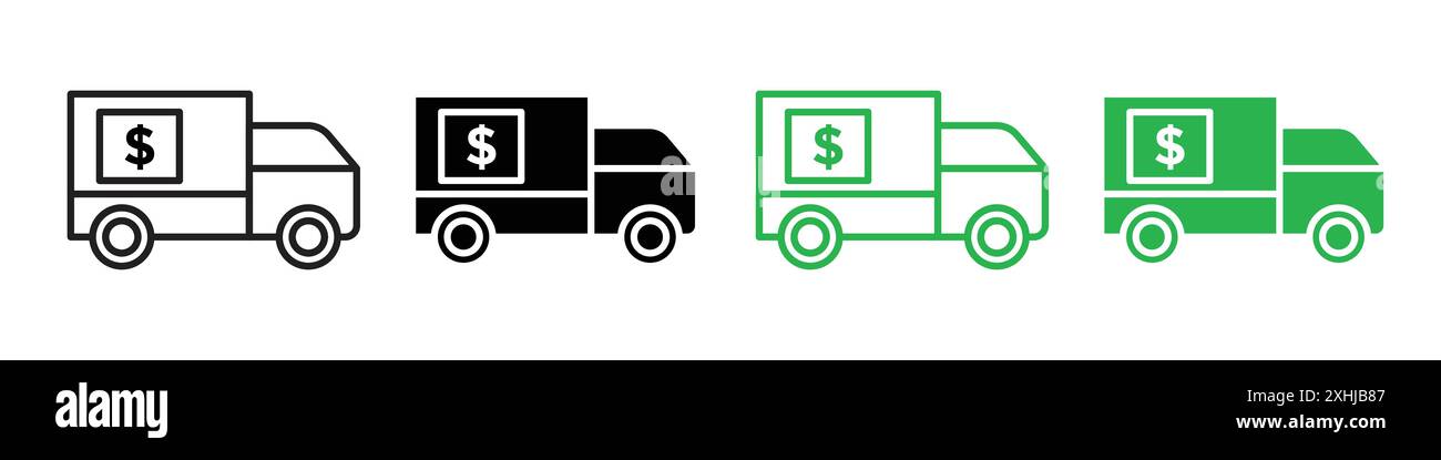Delivery cost icon Black line art vector in black and white outline set ...