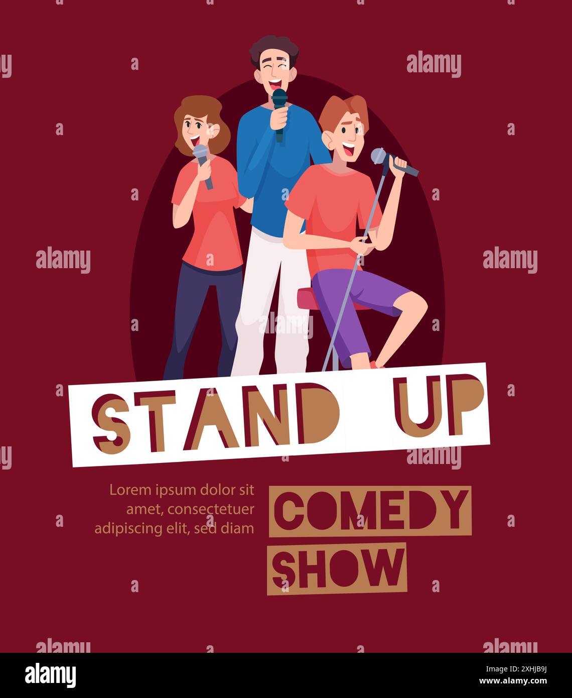 stand up. comedy show poster invitation on concert of comedians Stock ...