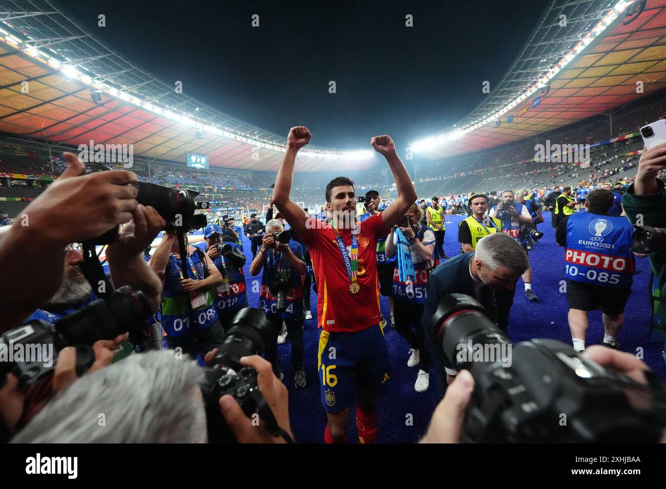 Spain’s Rodri celebrates their victory after the UEFA Euro 2024 final ...