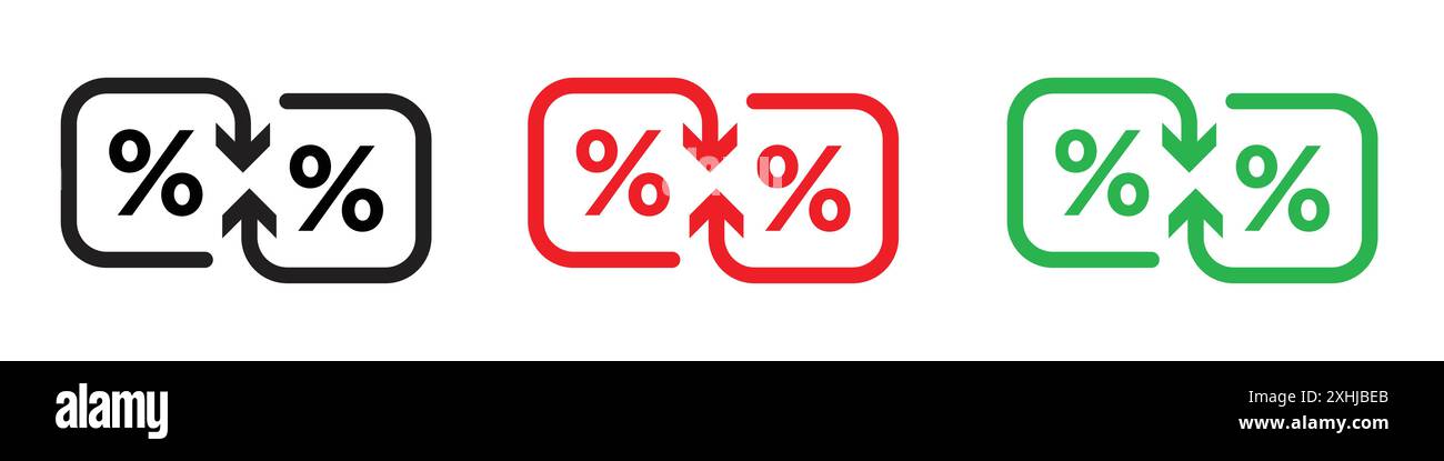 High and Low Percent arrow icon Black line art vector in black and ...