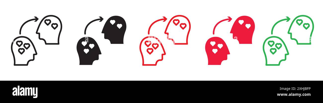 Empathy icon Black line art vector in black and white outline set collection sign Stock Vector ...