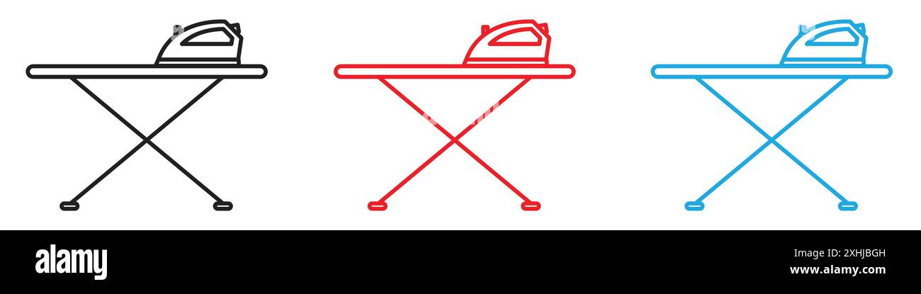 Ironing board icon Black line art vector in black and white outline set ...