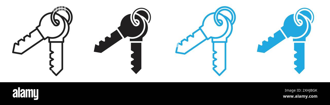 Keys icon Black line art vector in black and white outline set ...