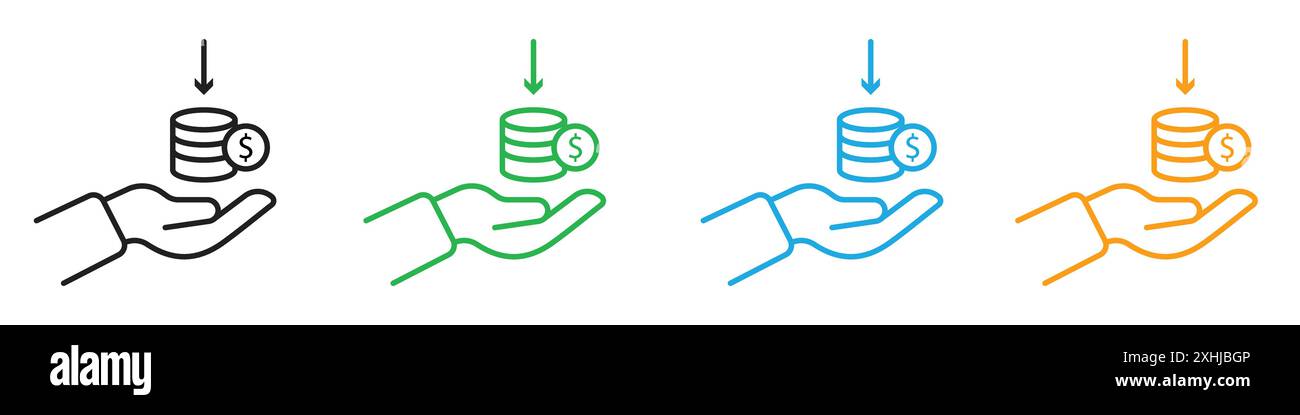 Borrower icon Black line art vector in black and white outline set ...