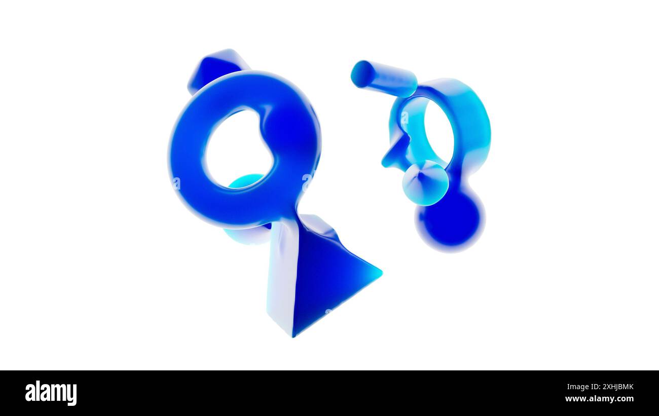 3D illustration of abstract smooth volume object from primitives shapes ...