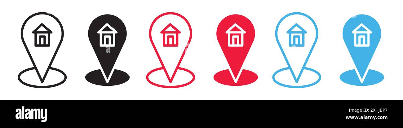 Address icon Black line art vector in black and white outline set ...